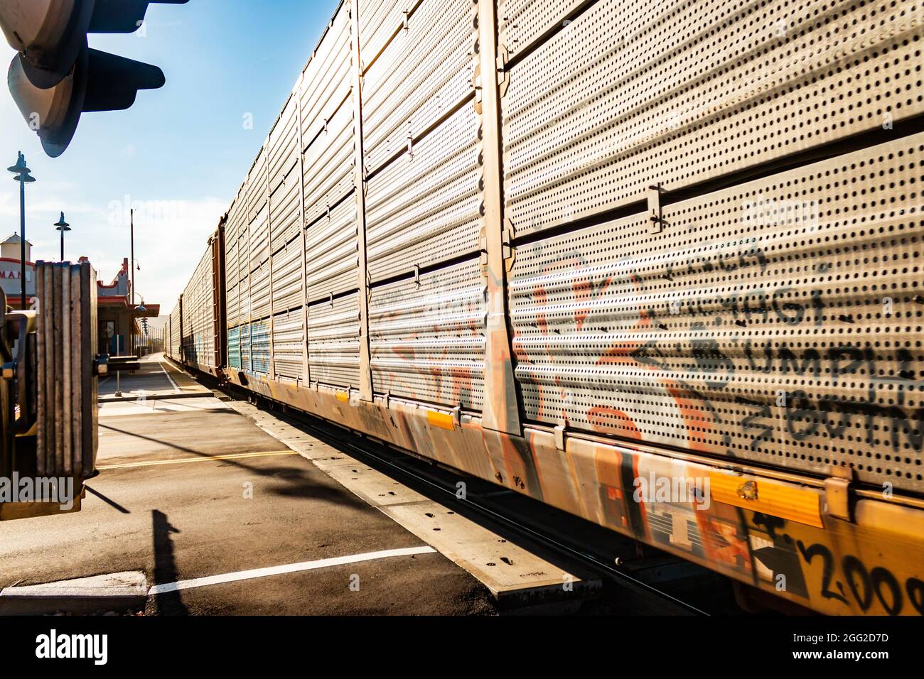 metal siding of freight train in Kingman station arizona Stock Photo ...