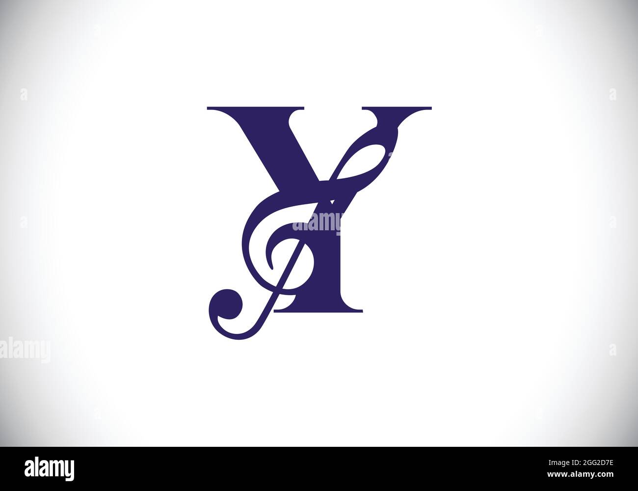Initial Y monogram alphabet with a musical note. Symphony or melody ...