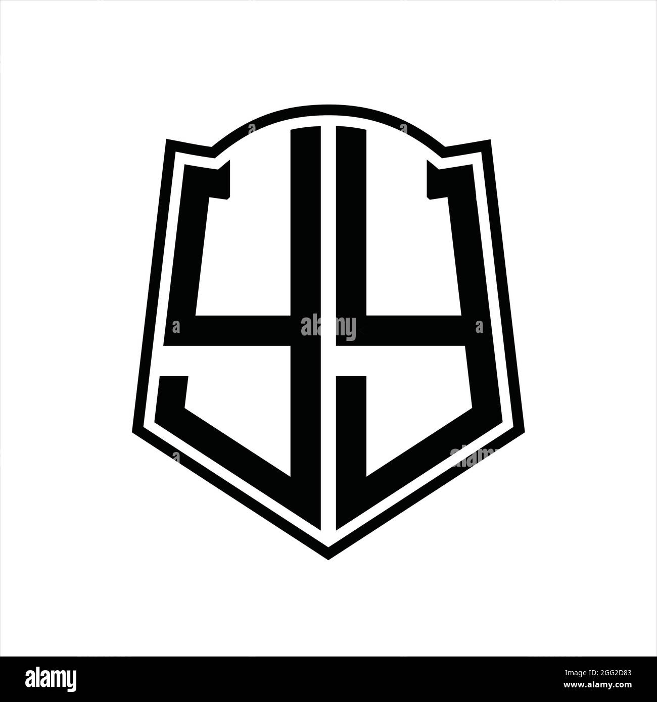 YY Logo monogram with shield shape outline design template isolated in ...