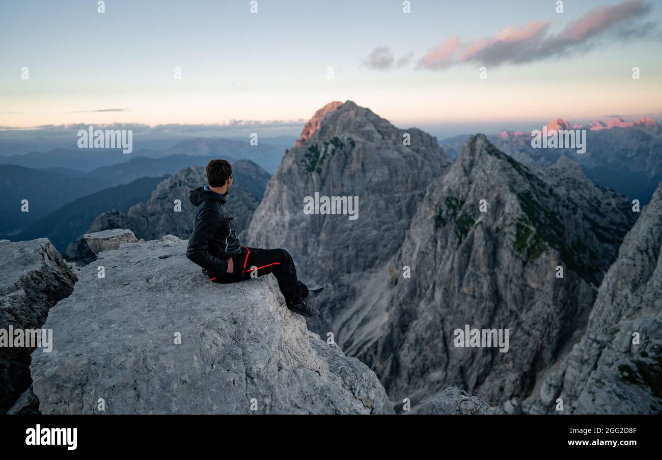 Mountain landscapes, summit success and bold climber. The achievements ...