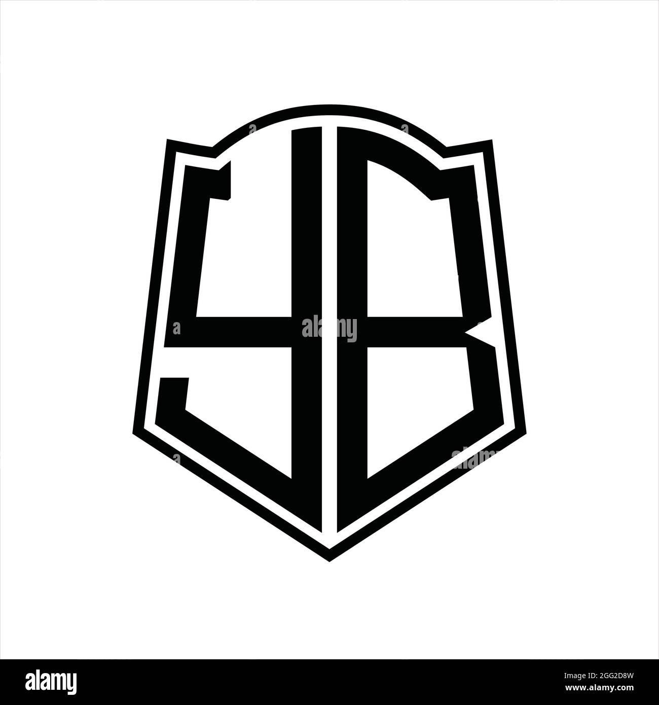 YB Logo monogram with shield shape outline design template isolated in ...