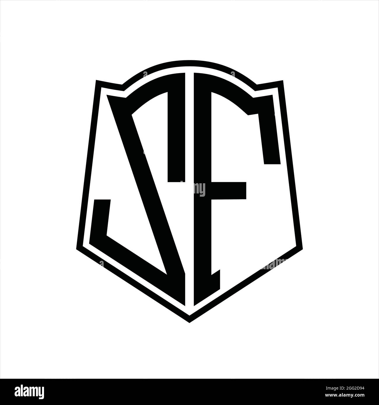 ZF Logo monogram with shield shape outline design template isolated in ...