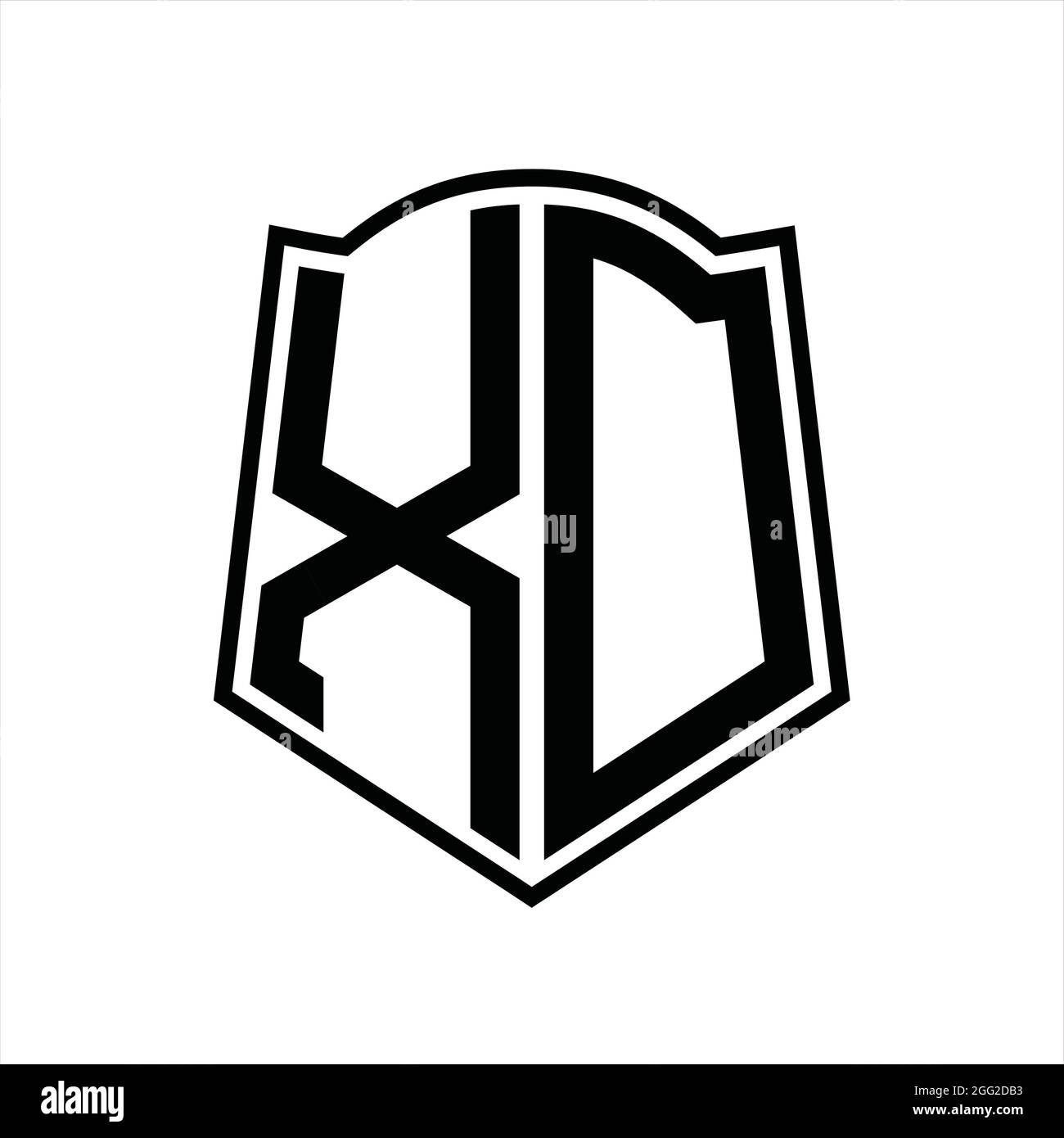 XD Logo monogram with shield shape outline design template isolated in ...