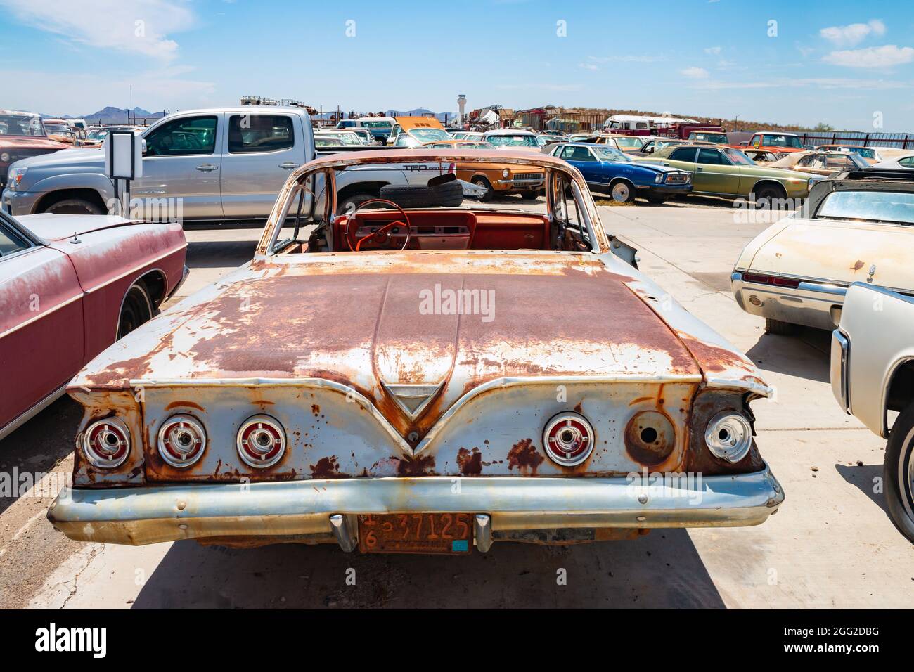 classic 1960s vintage American 1961 Chevrolet Impala Bubble Top car in Arizona junkyard Stock ...