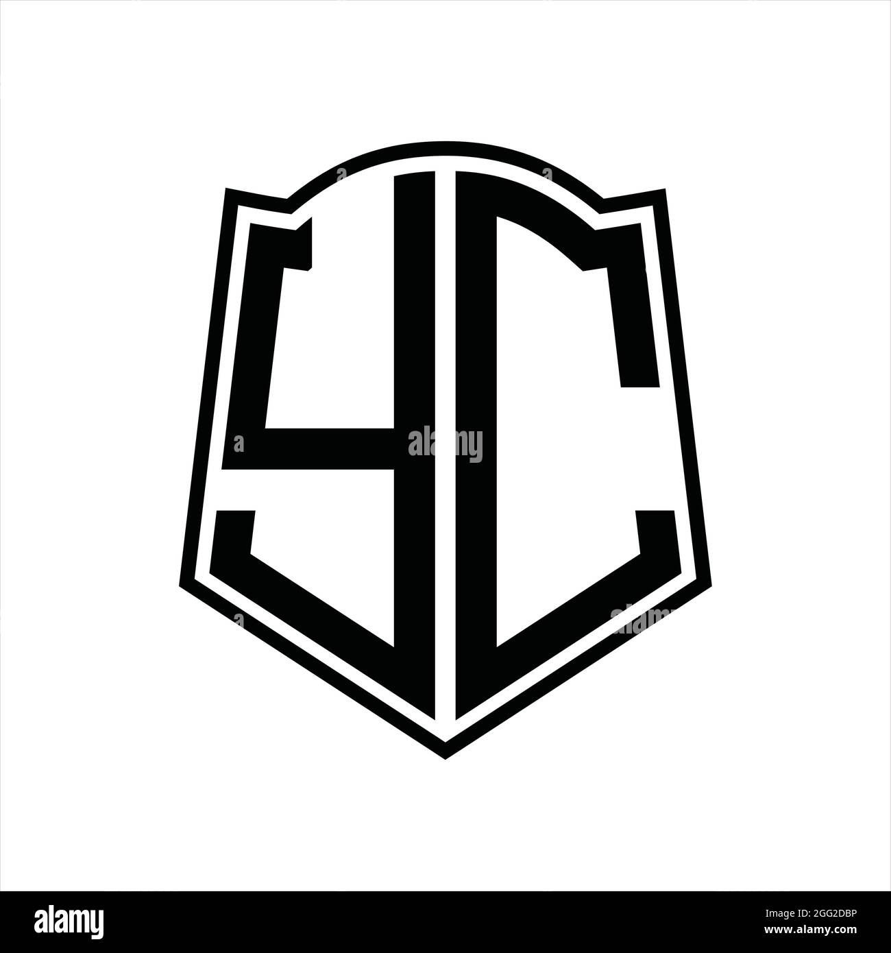 YC Logo monogram with shield shape outline design template isolated in ...