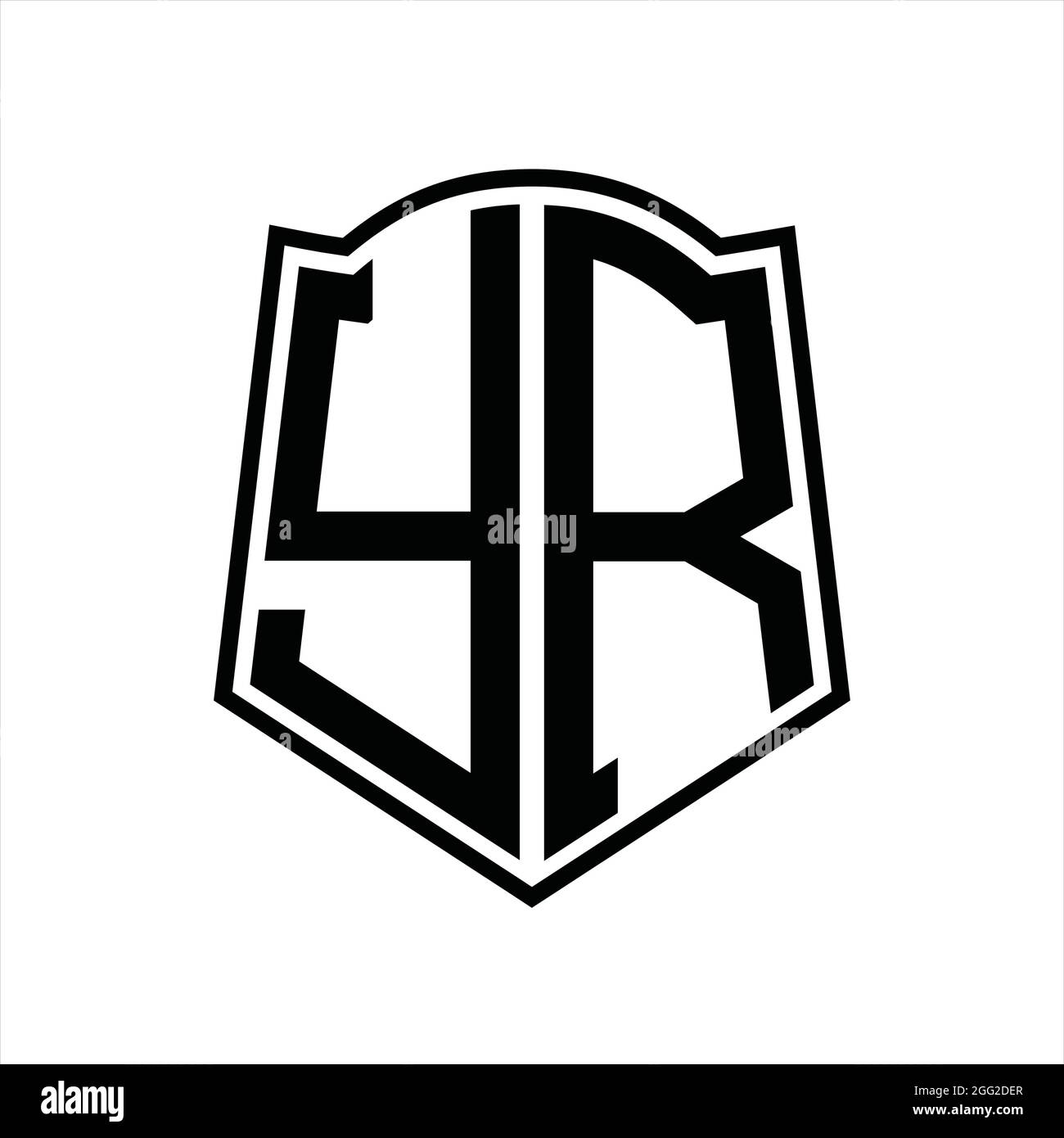 YR Logo monogram with shield shape outline design template isolated in ...