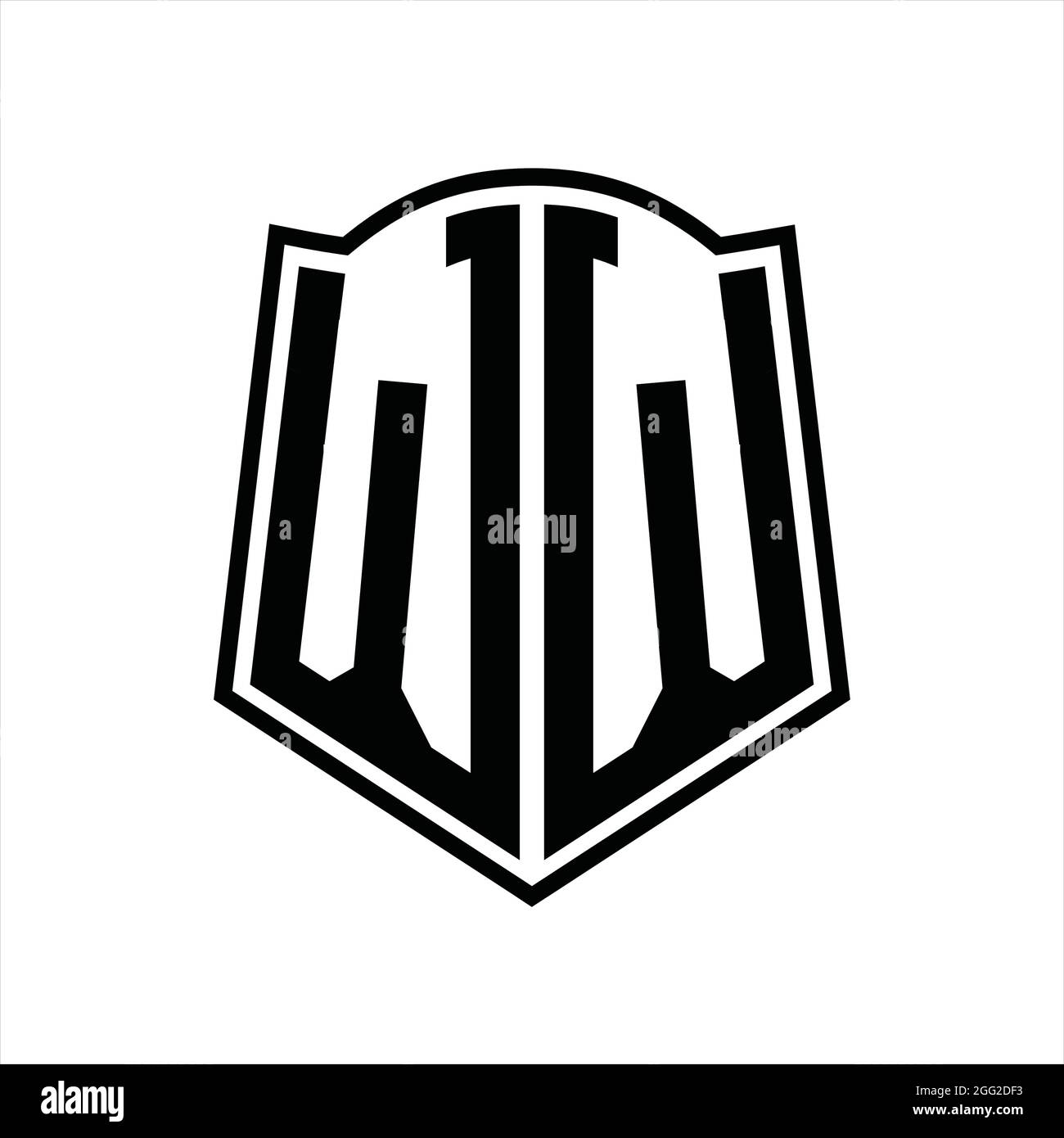 WW Logo monogram with shield shape outline design template isolated in ...