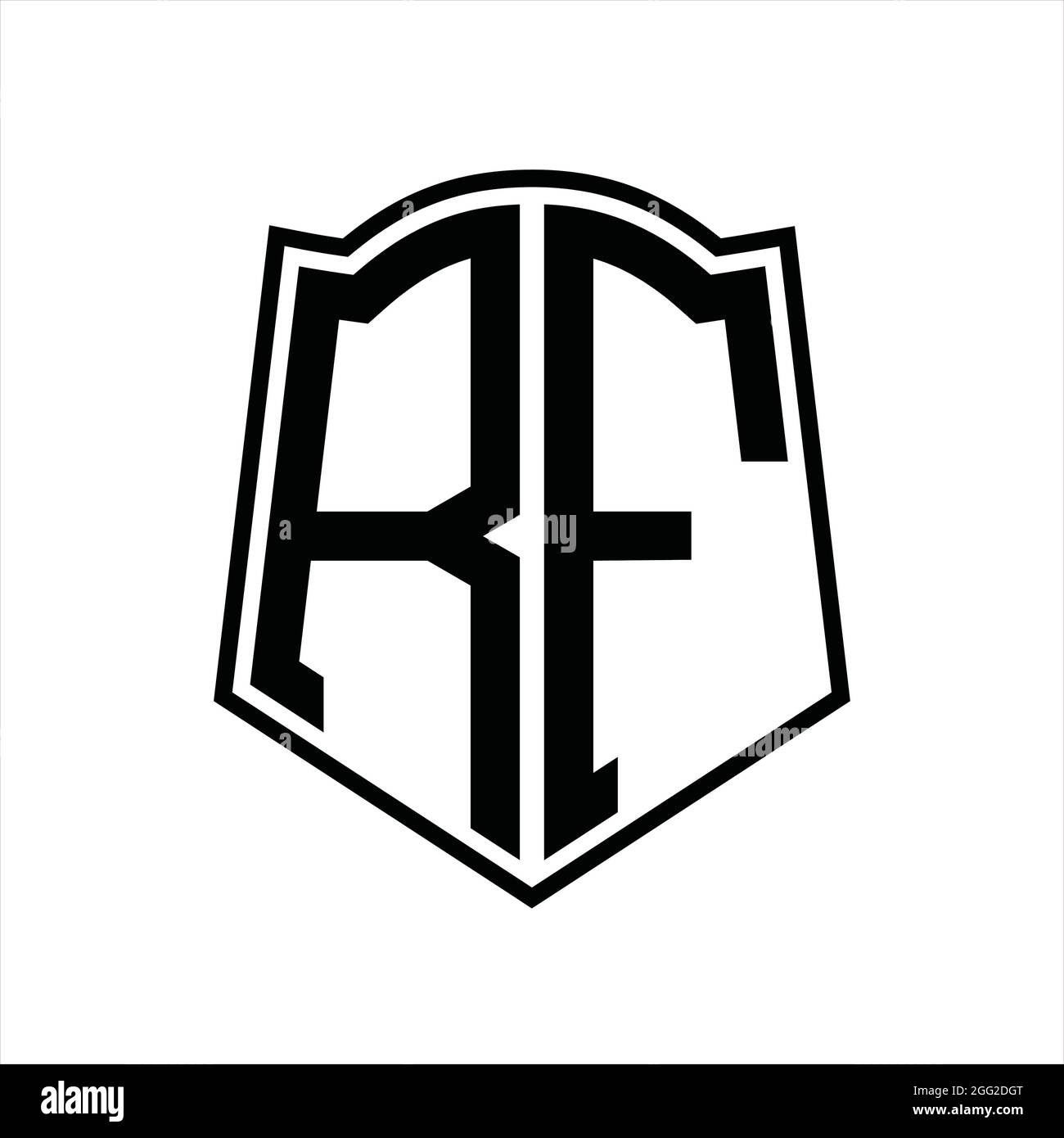 RF Logo monogram with shield shape outline design template isolated in white background Stock ...