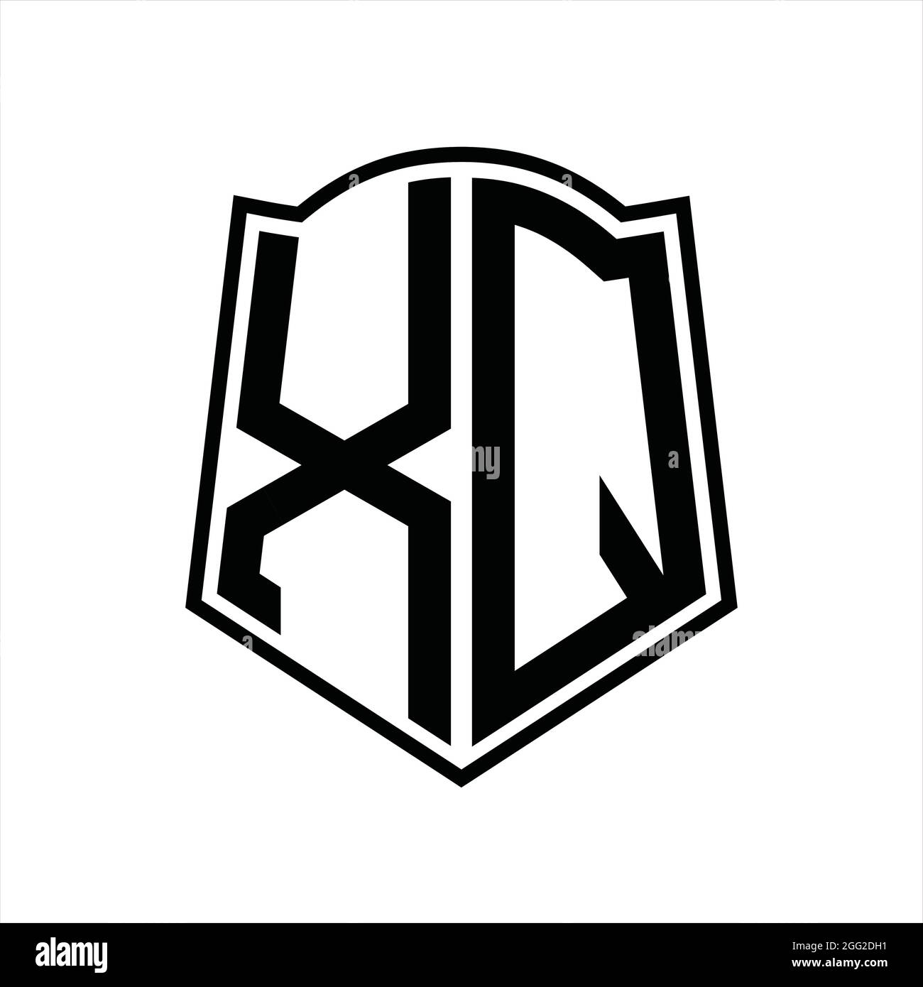 XQ Logo monogram with shield shape outline design template isolated in ...