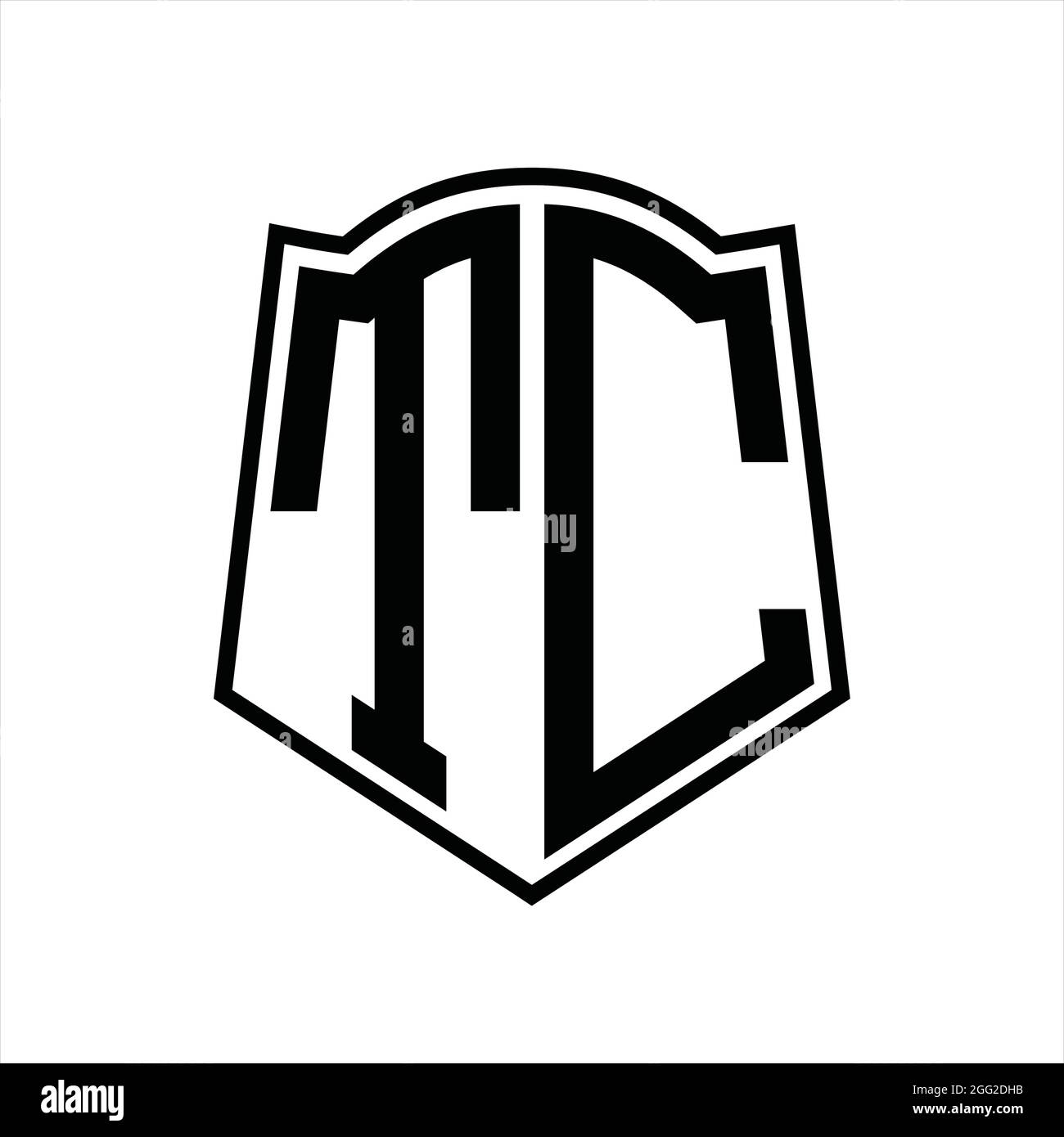 TC Logo monogram with shield shape outline design template isolated in ...