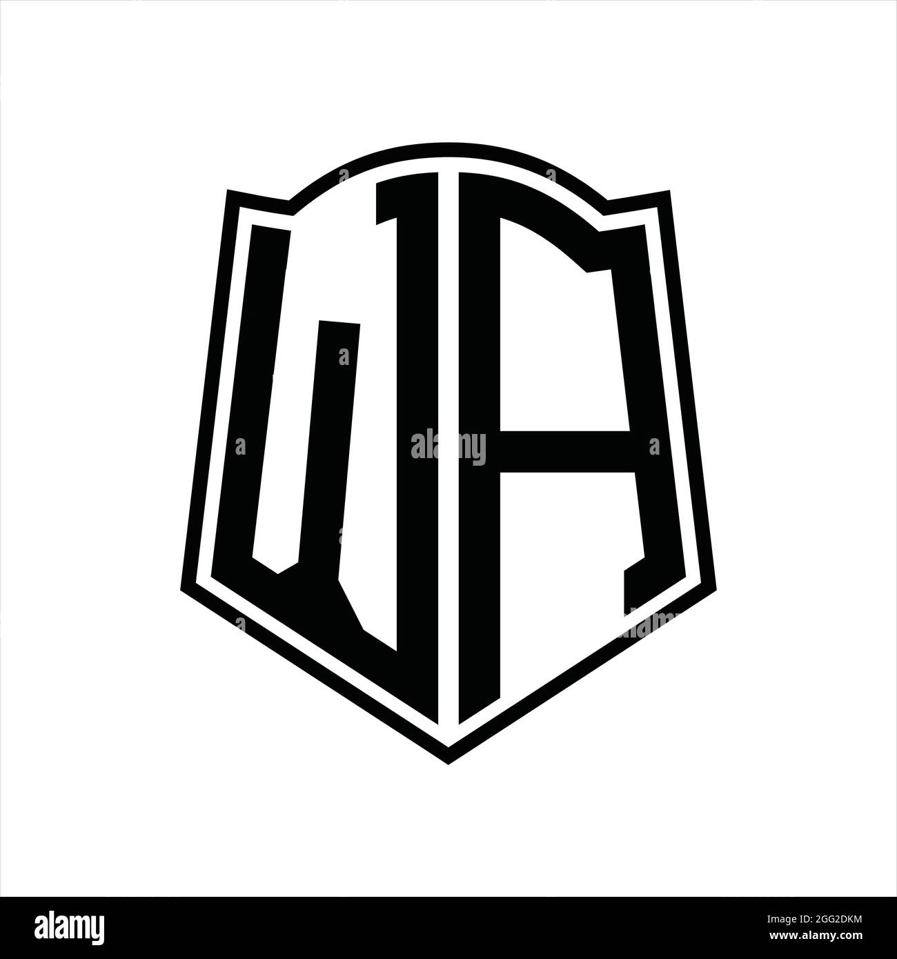 WA Logo monogram with shield shape outline design template isolated in ...