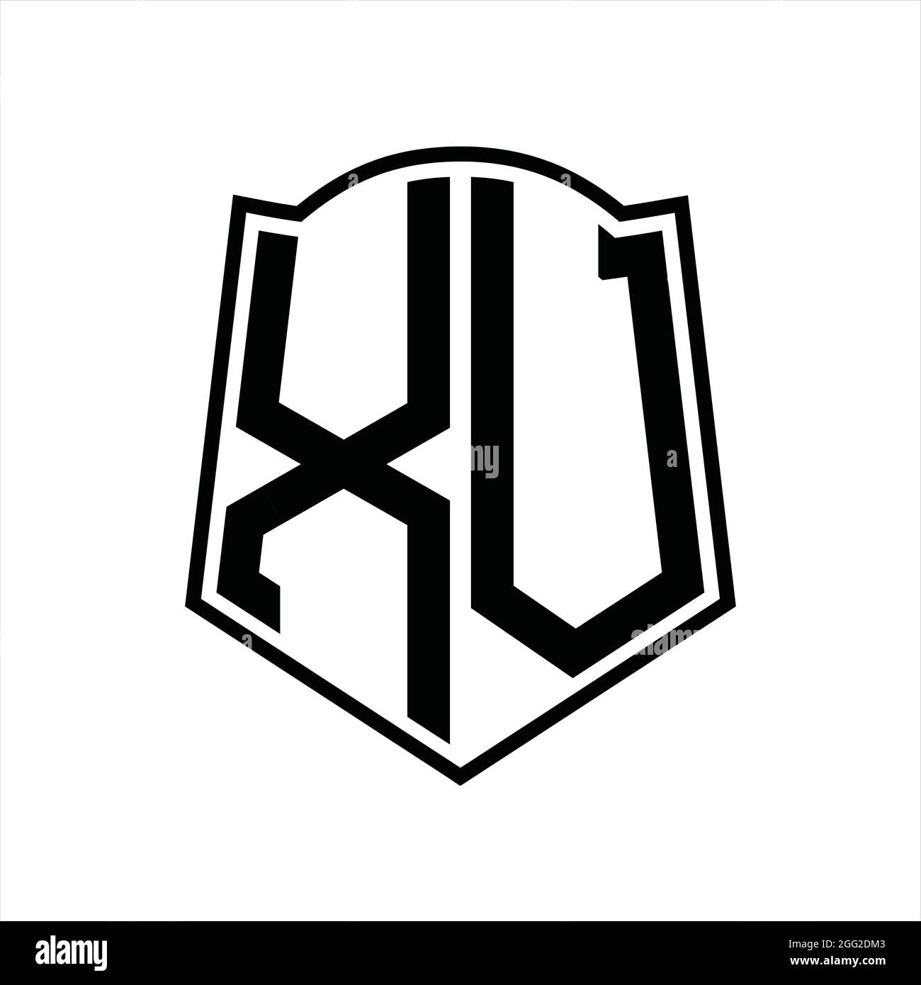 XV Logo monogram with shield shape outline design template isolated in ...