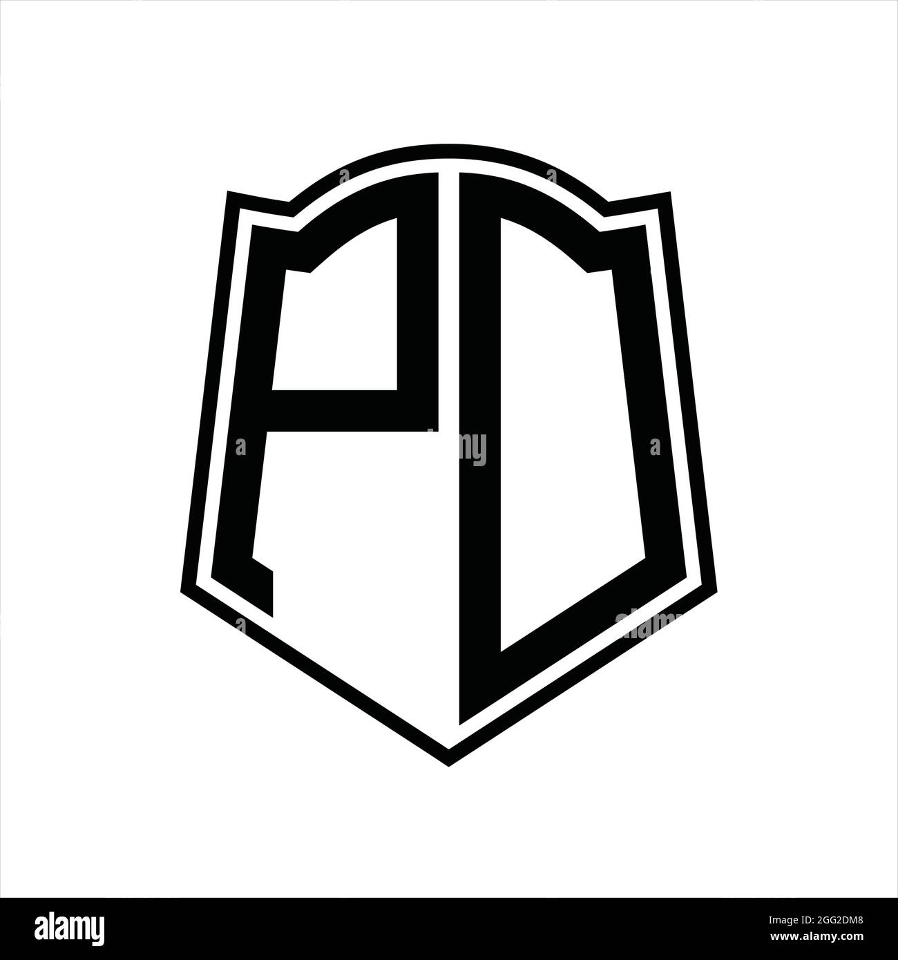 PD Logo monogram with shield shape outline design template isolated in ...