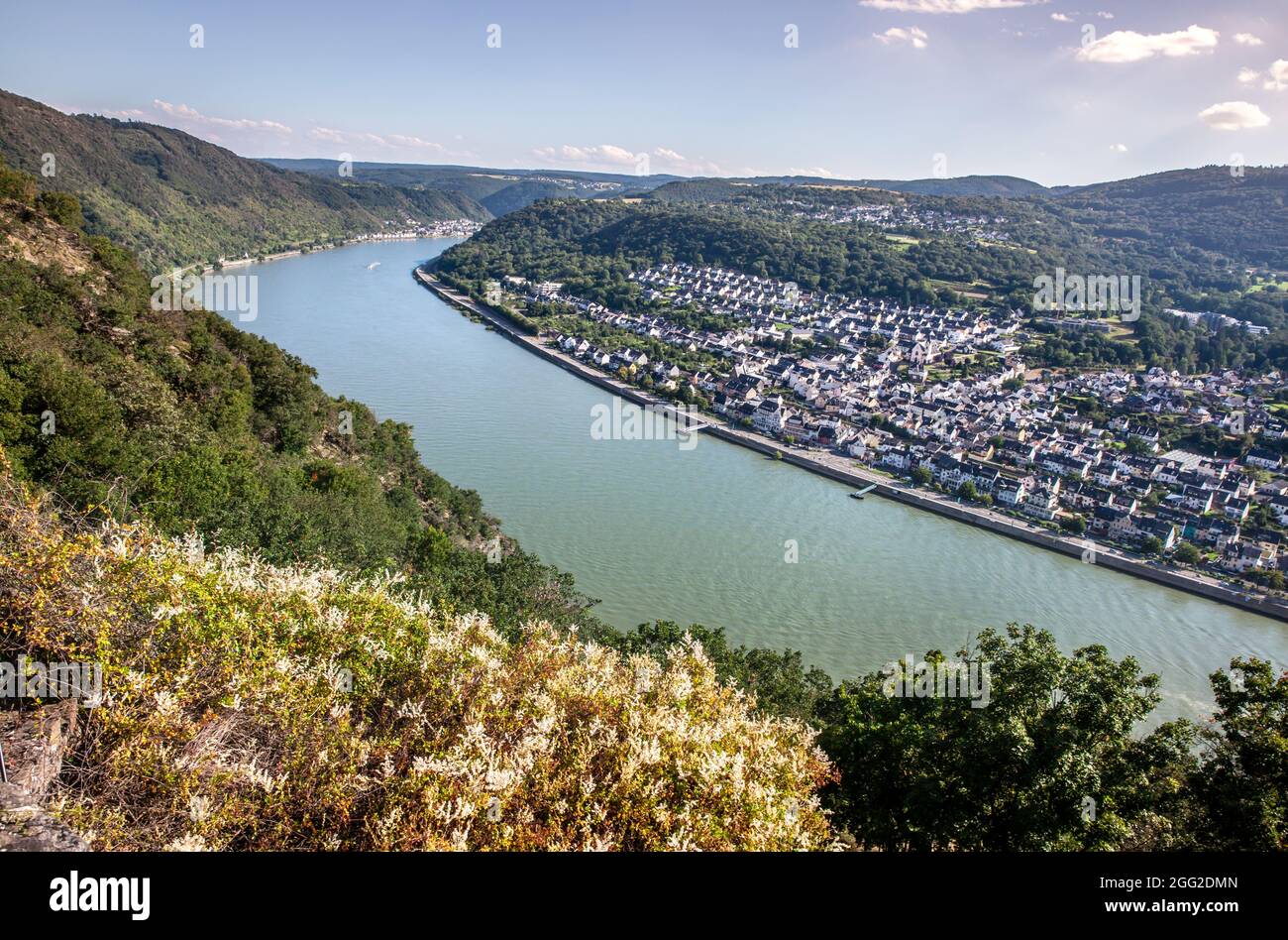 View of the Rhine Valley and the Village Bad Salzig from Liebenstein ...
