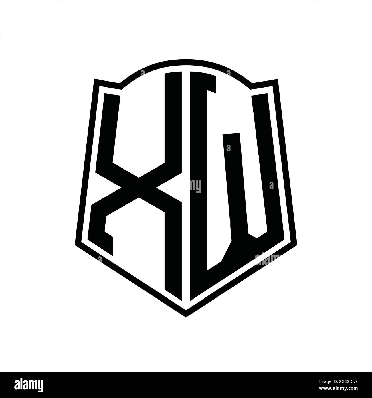 XW Logo monogram with shield shape outline design template isolated in ...