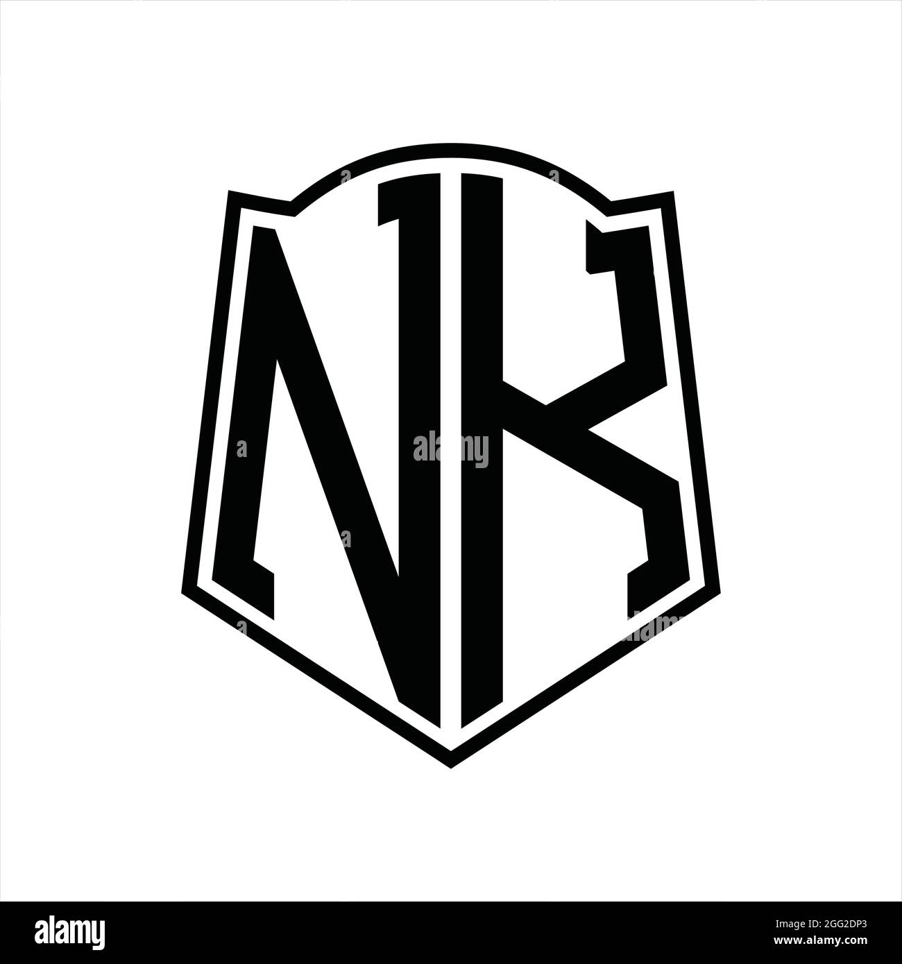 NK Logo monogram with shield shape outline design template isolated in ...