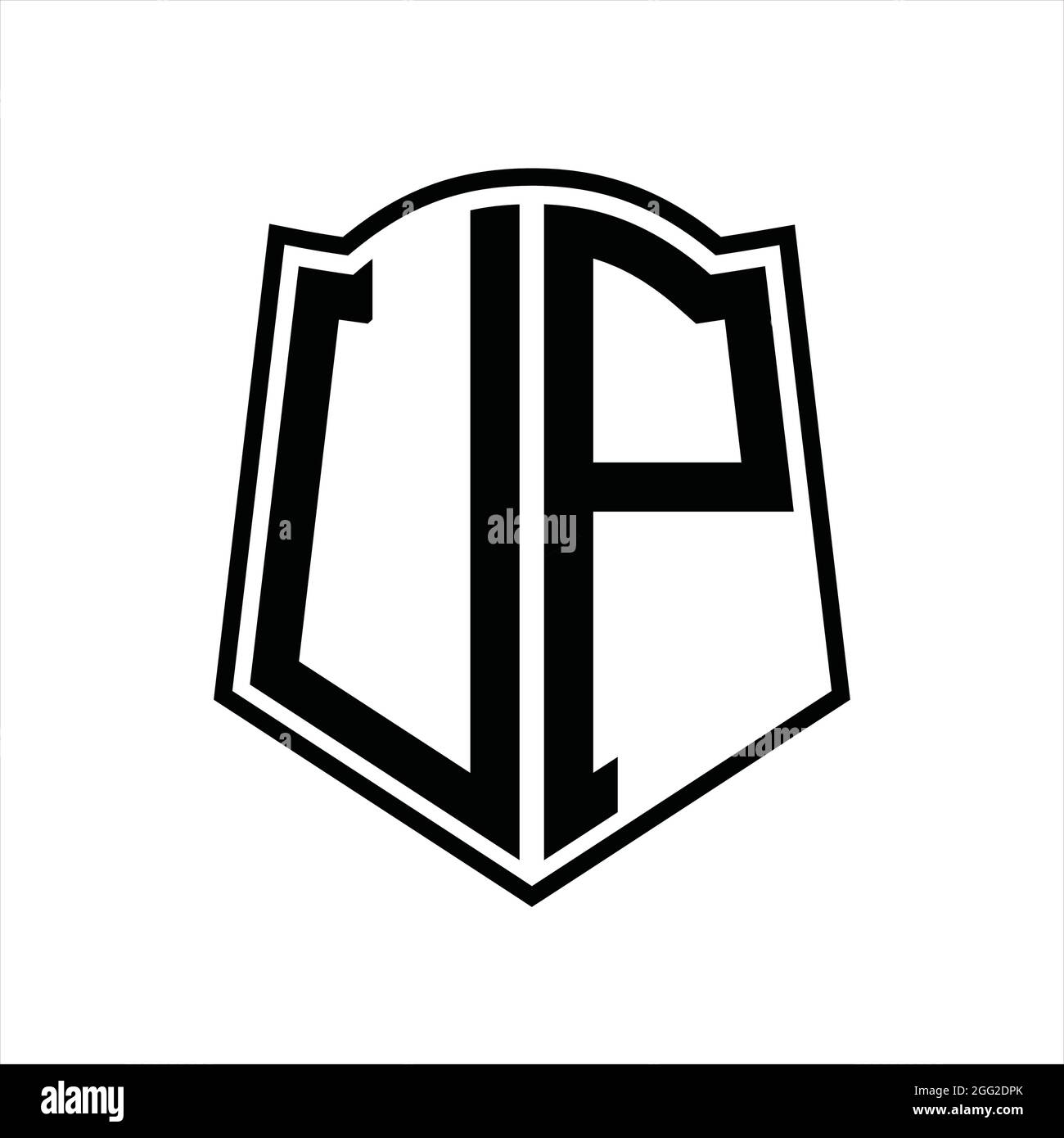 UP Logo monogram with shield shape outline design template isolated in ...