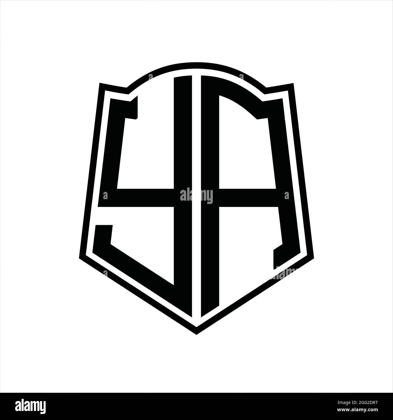 YA Logo monogram with shield shape outline design template isolated in ...
