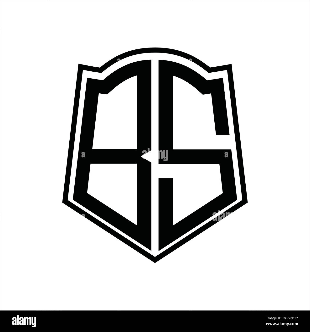 Logo monogram with shield shape outline design template isolated in ...