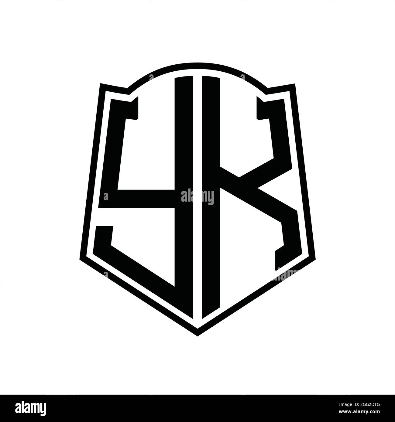 YK Logo monogram with shield shape outline design template isolated in white background Stock ...