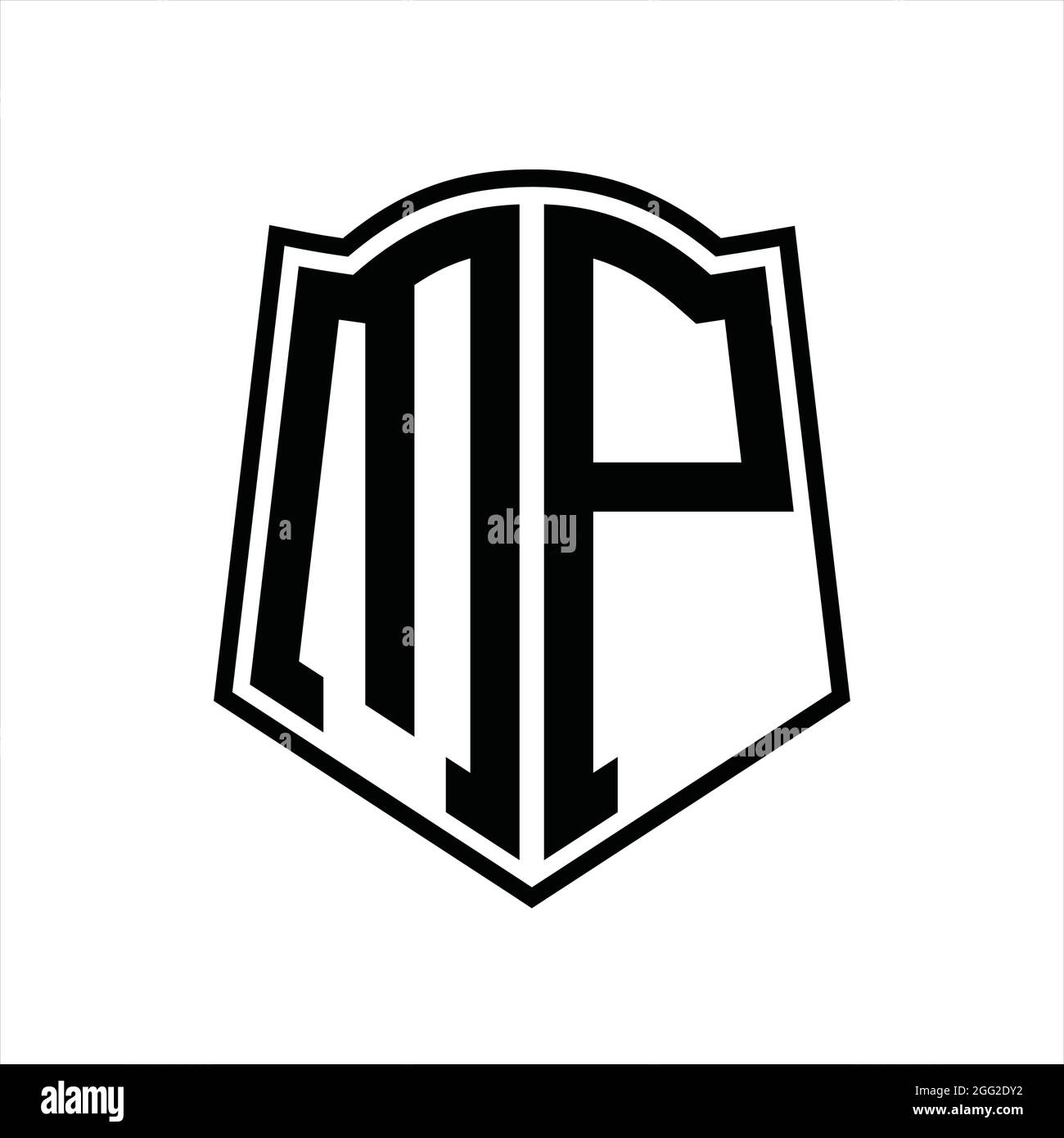 MP Logo monogram with shield shape outline design template isolated in ...