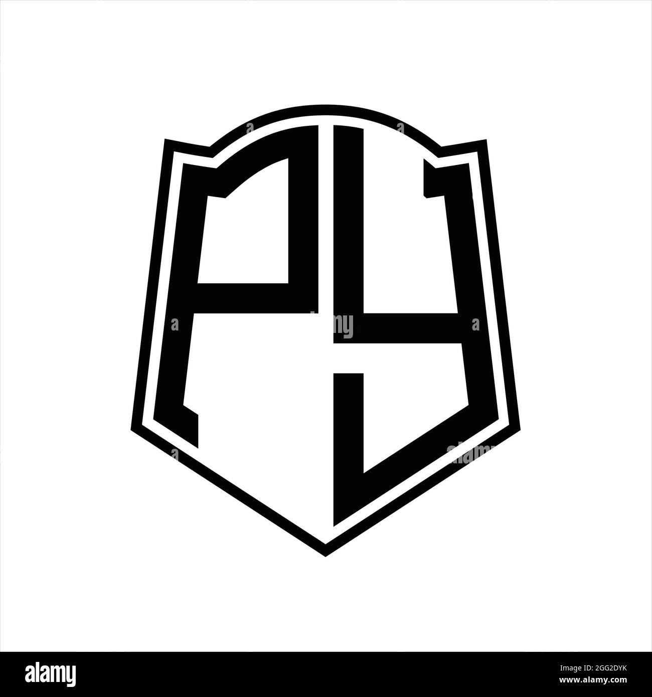 PY Logo monogram with shield shape outline design template isolated in ...