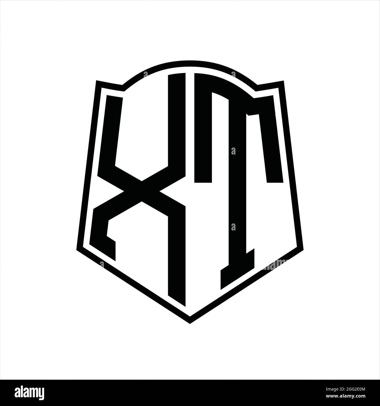 XT Logo monogram with shield shape outline design template isolated in ...