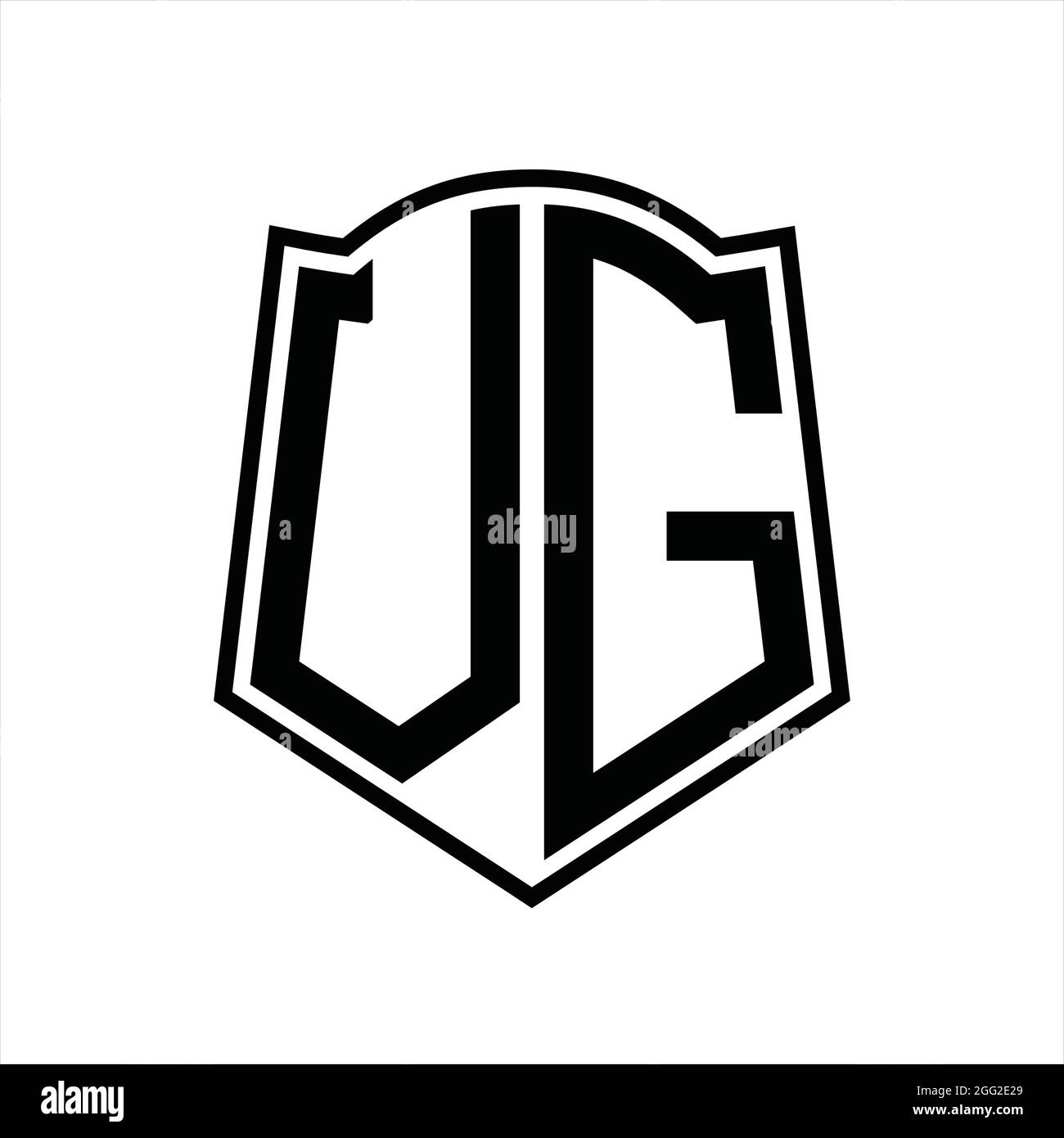 VG Logo monogram with shield shape outline design template isolated in ...