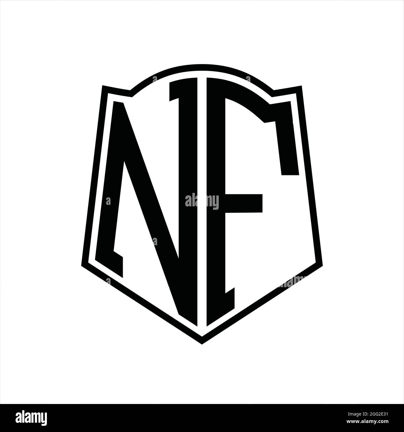 NF Logo monogram with shield shape outline design template isolated in ...