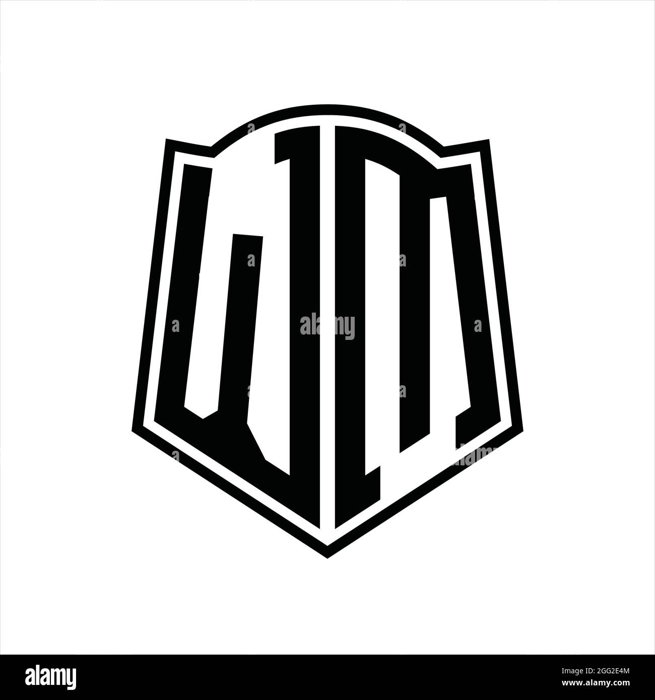 WM Logo monogram with shield shape outline design template isolated in ...