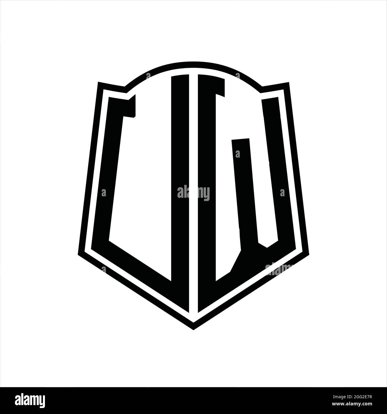 UW Logo monogram with shield shape outline design template isolated in ...