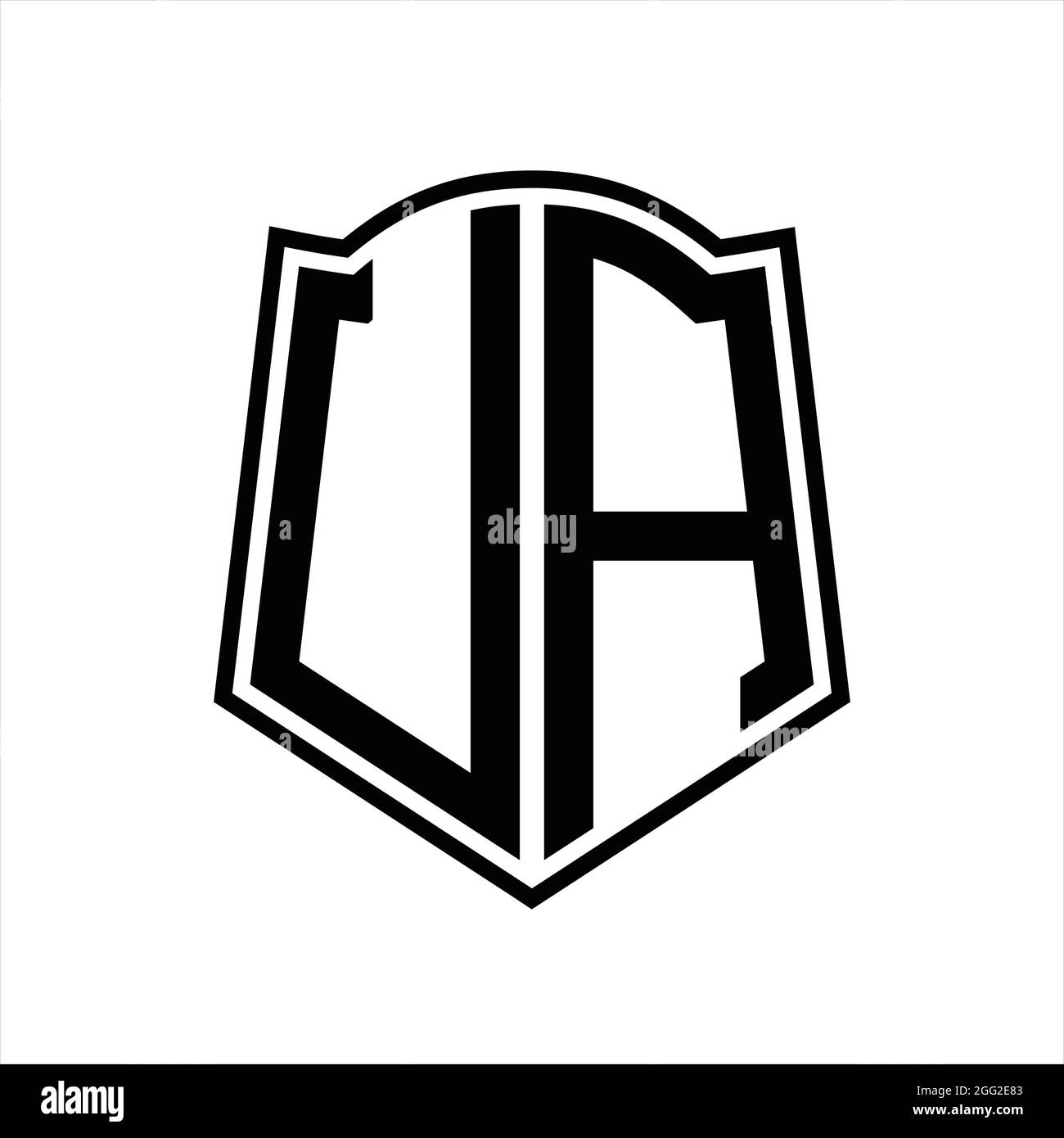 UA Logo monogram with shield shape outline design template isolated in ...