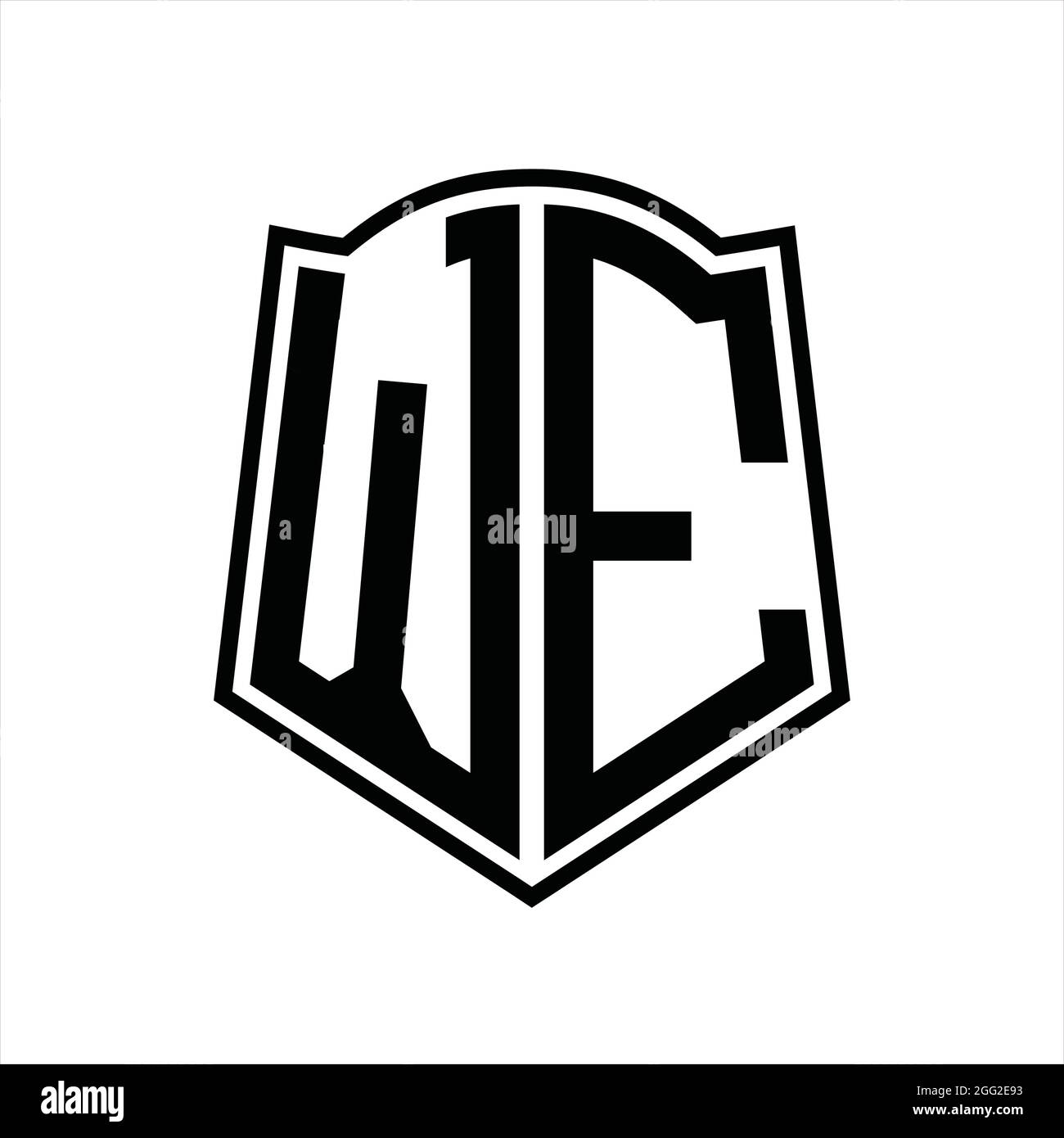 WE Logo monogram with shield shape outline design template isolated in ...
