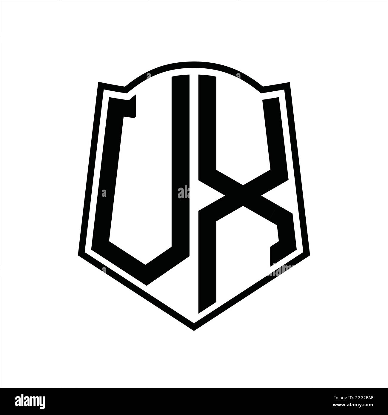 VX Logo monogram with shield shape outline design template isolated in ...