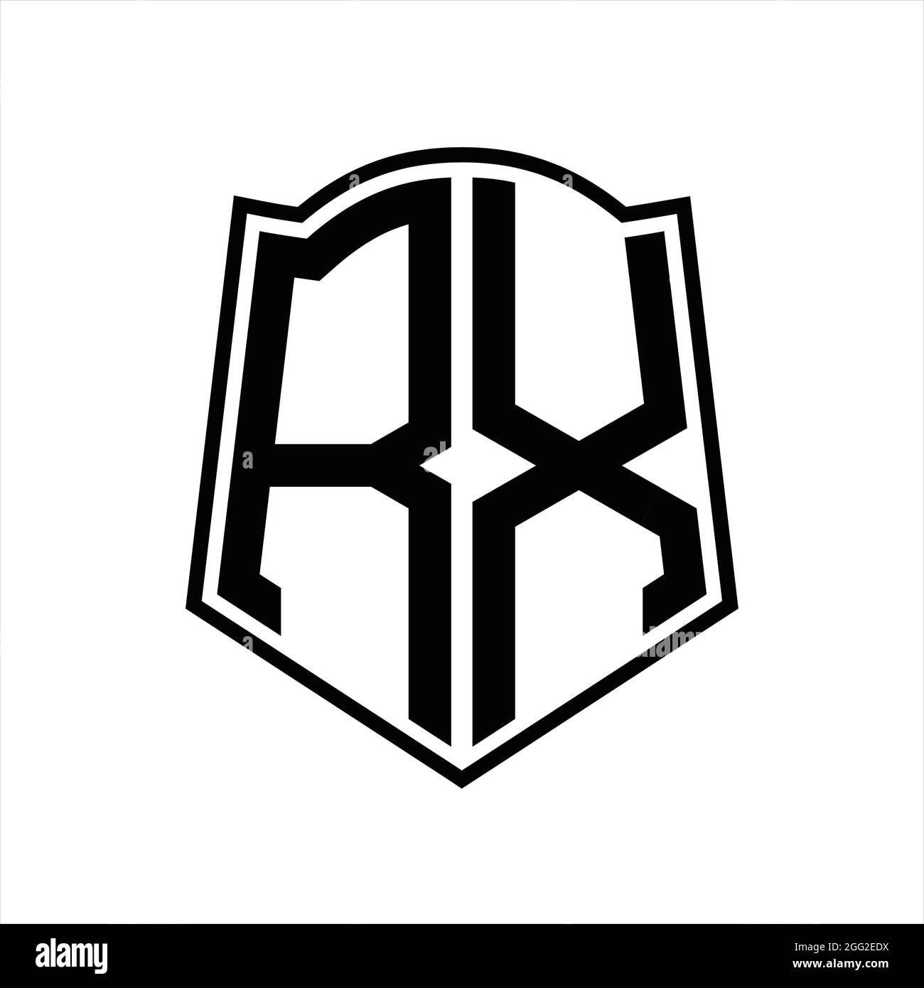 RX Logo monogram with shield shape outline design template isolated in ...