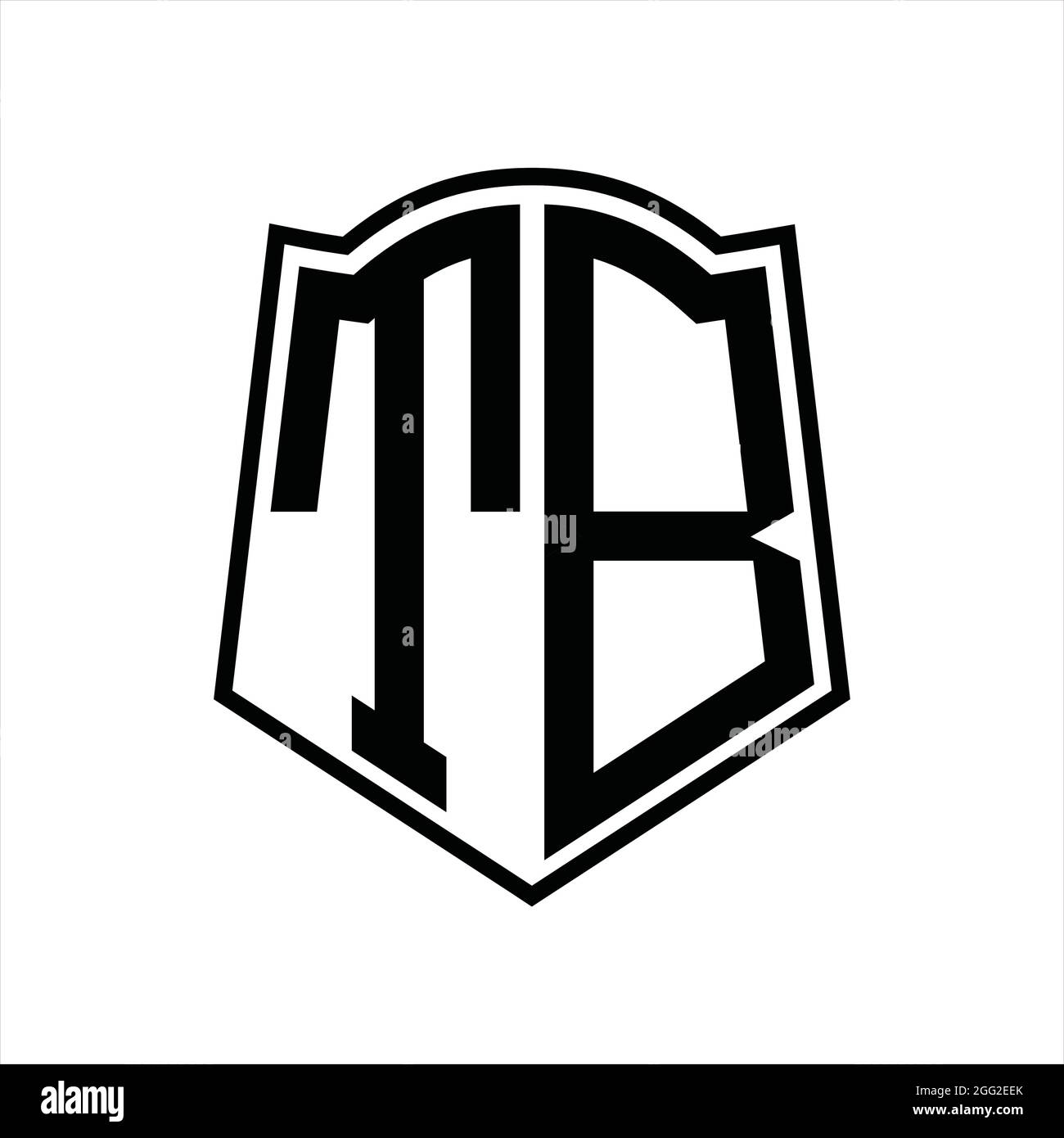 TB Logo monogram with shield shape outline design template isolated in ...