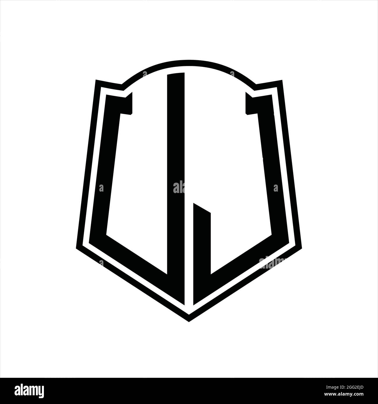 UJ Logo monogram with shield shape outline design template isolated in white background Stock ...