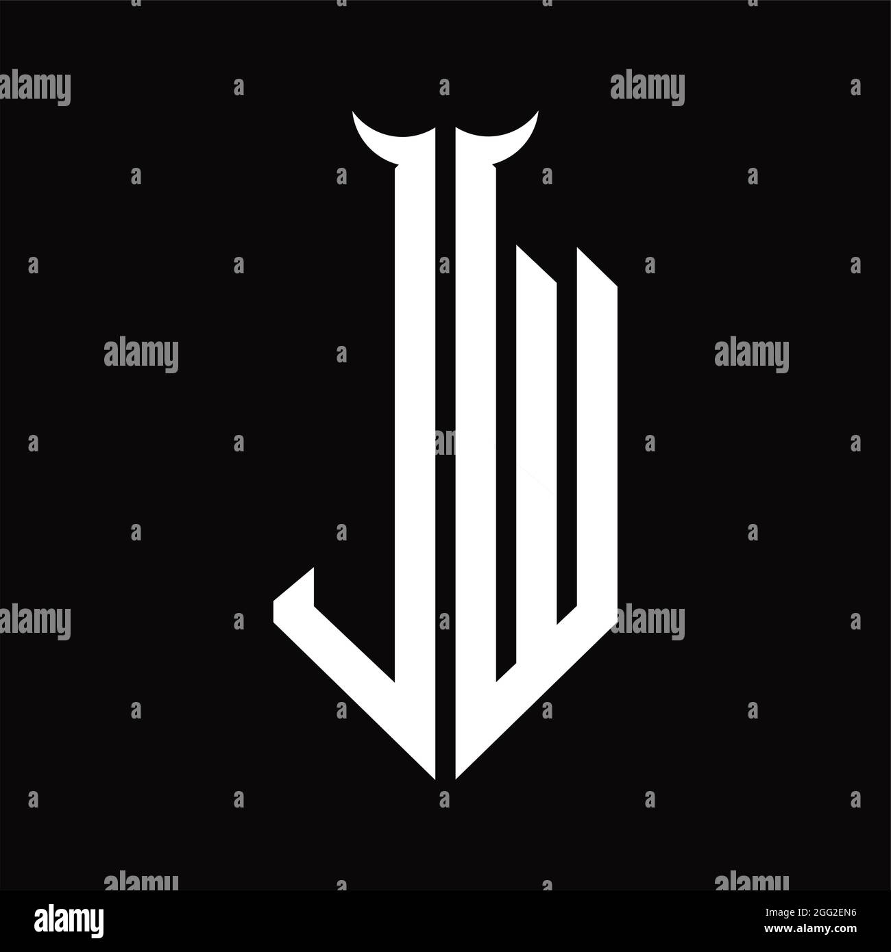 LW Logo monogram with shield shape ribbon black background design ...