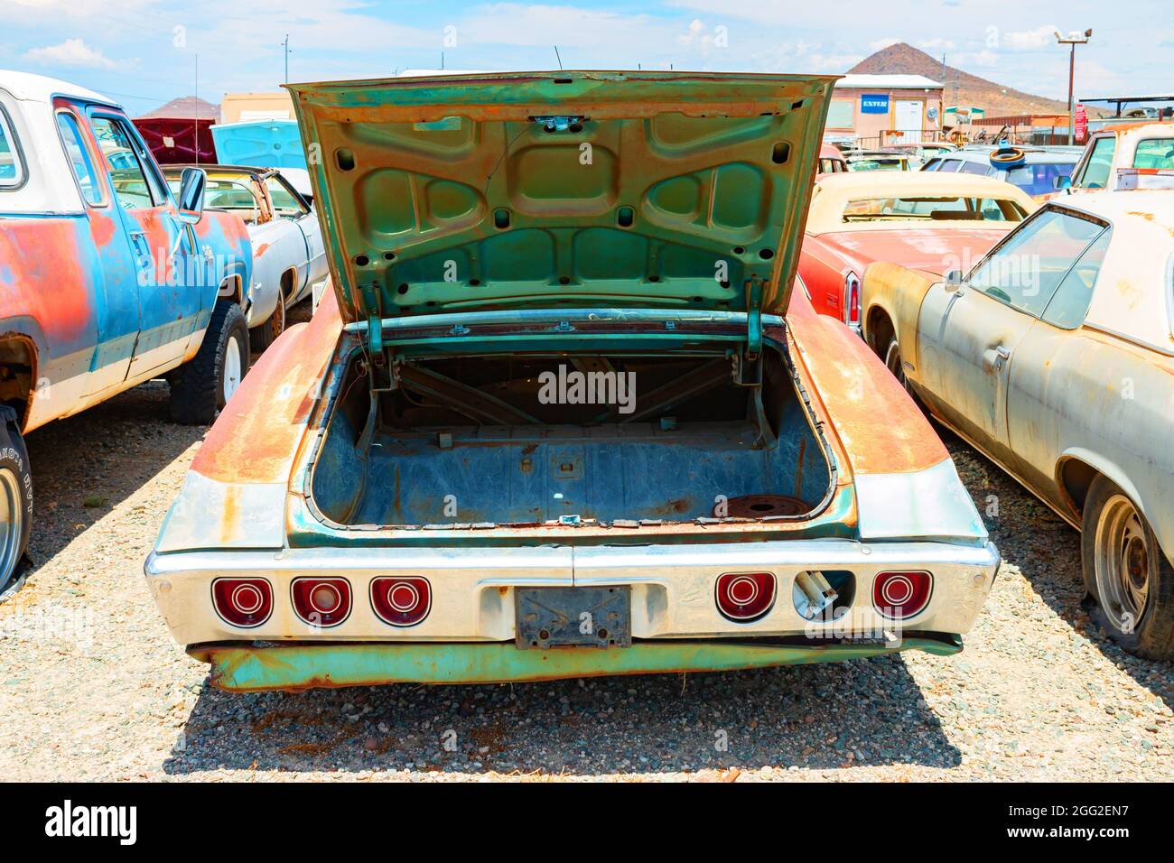 classic 1960s vintage American 1968 Chevrolet Impala car in Arizona junkyard Stock Photo - Alamy