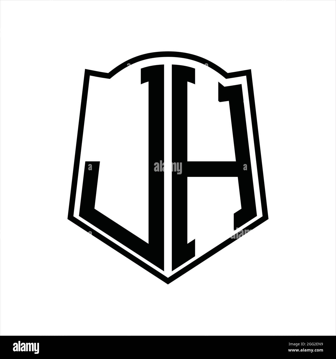 JH Logo monogram with shield shape outline design template isolated in ...