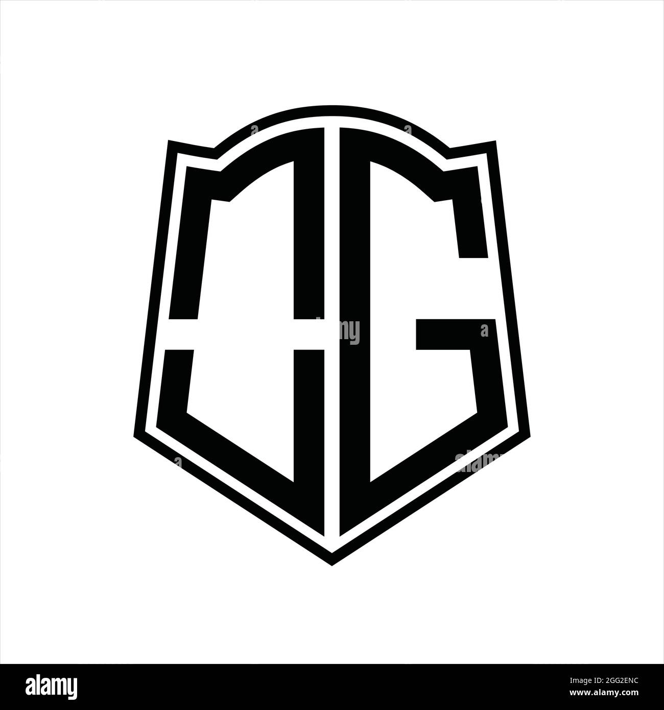 OG Logo monogram with shield shape outline design template isolated in ...