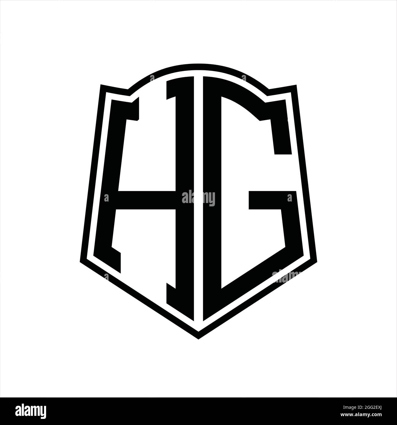 HG Logo monogram with shield shape outline design template isolated in ...