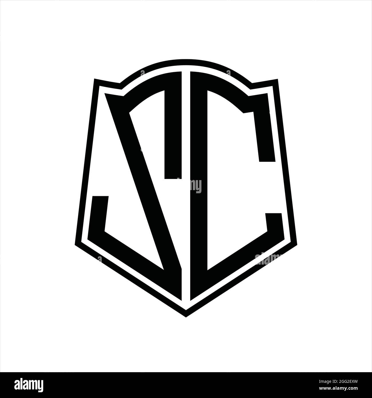 ZC Logo monogram with shield shape outline design template isolated in white background Stock ...
