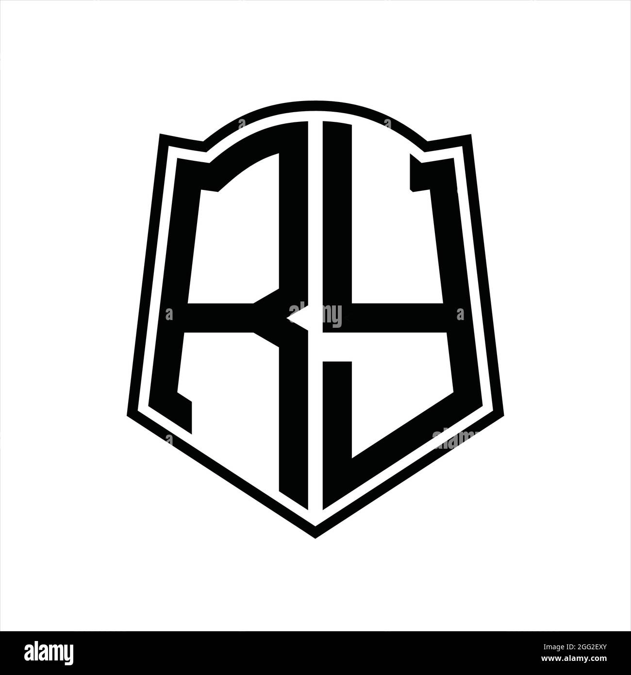 RY Logo monogram with shield shape outline design template isolated in ...