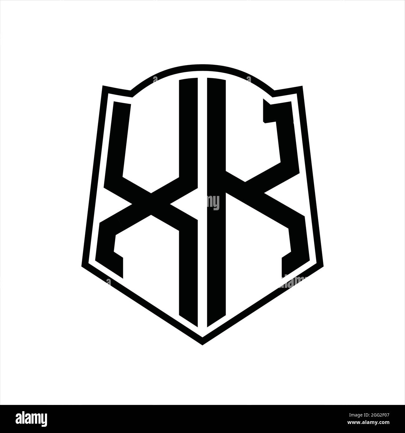 XK Logo monogram with shield shape outline design template isolated in ...