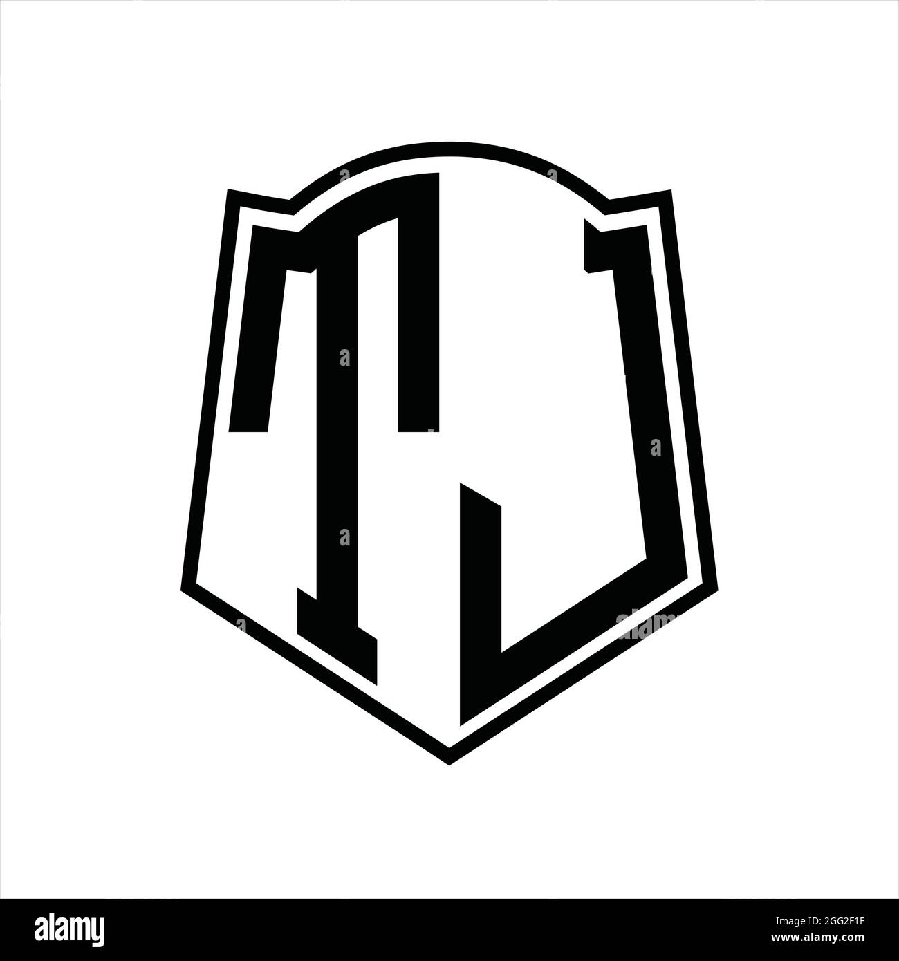 TJ Logo monogram with shield shape outline design template isolated in white background Stock ...