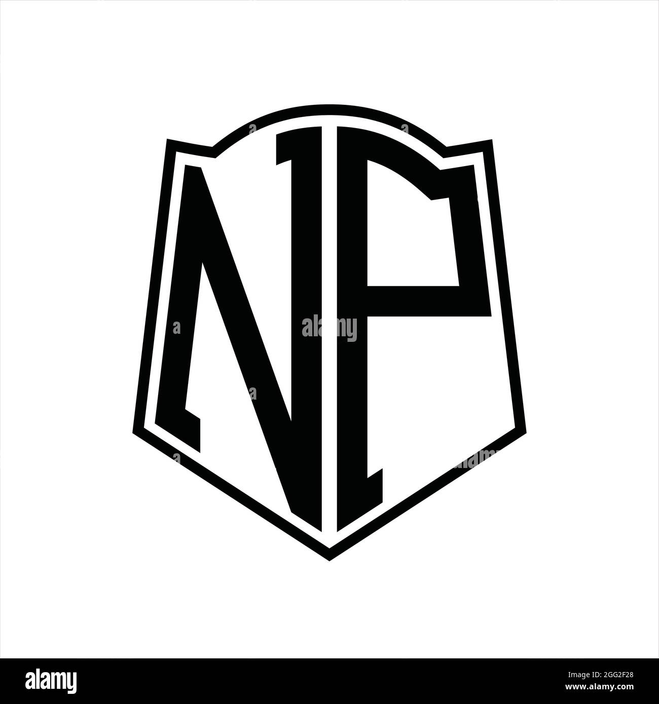 NP Logo monogram with shield shape outline design template isolated in ...