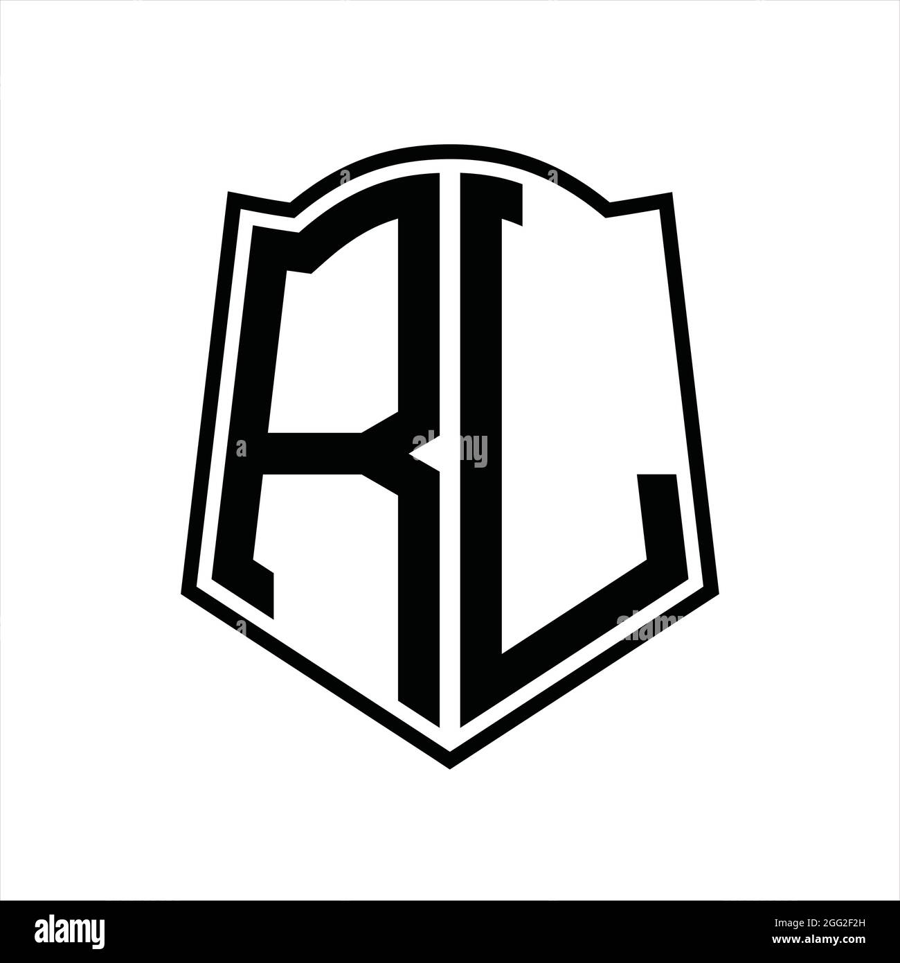 RL Logo monogram with shield shape outline design template isolated in ...