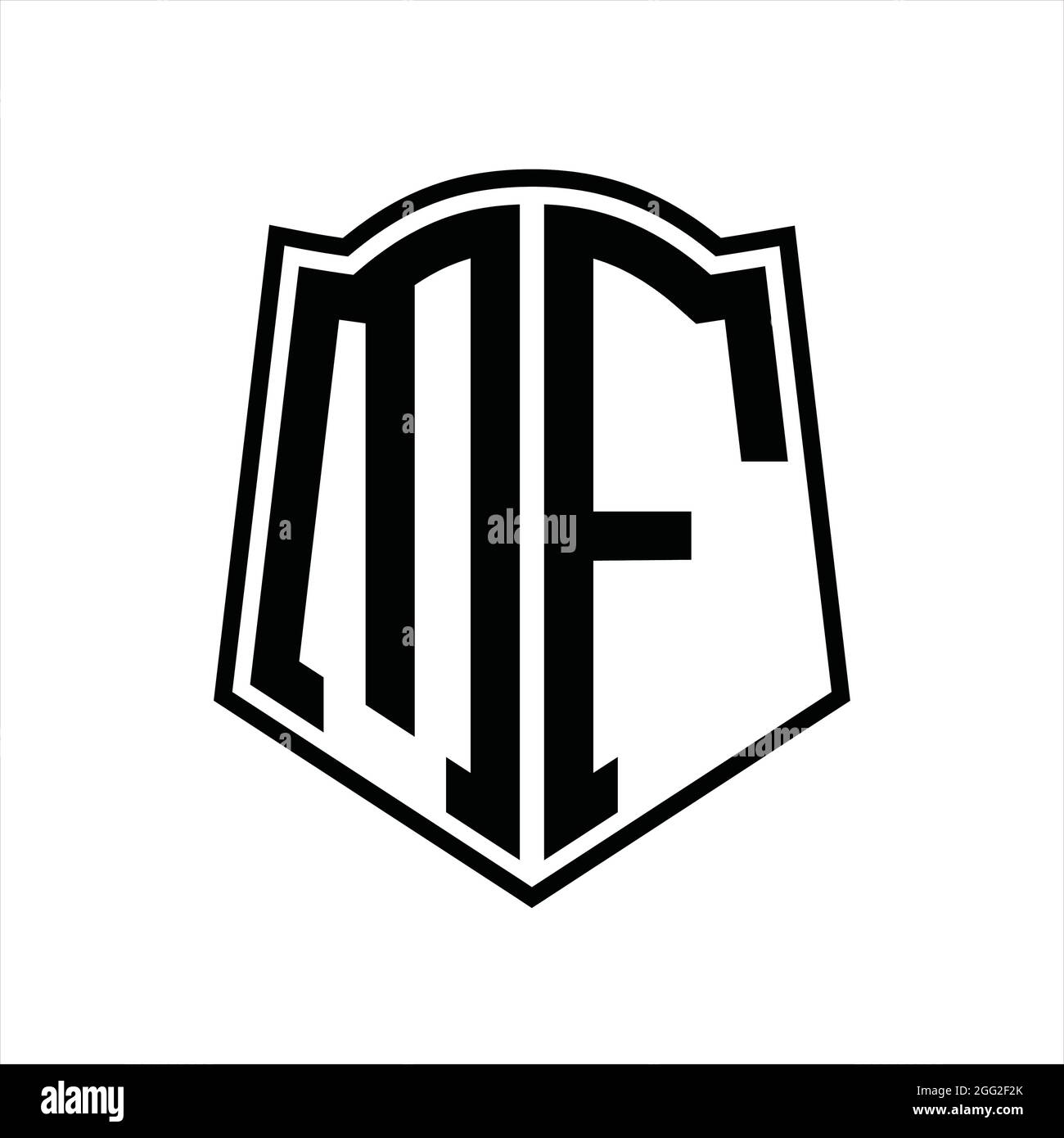 MF Logo monogram with shield shape outline design template isolated in ...