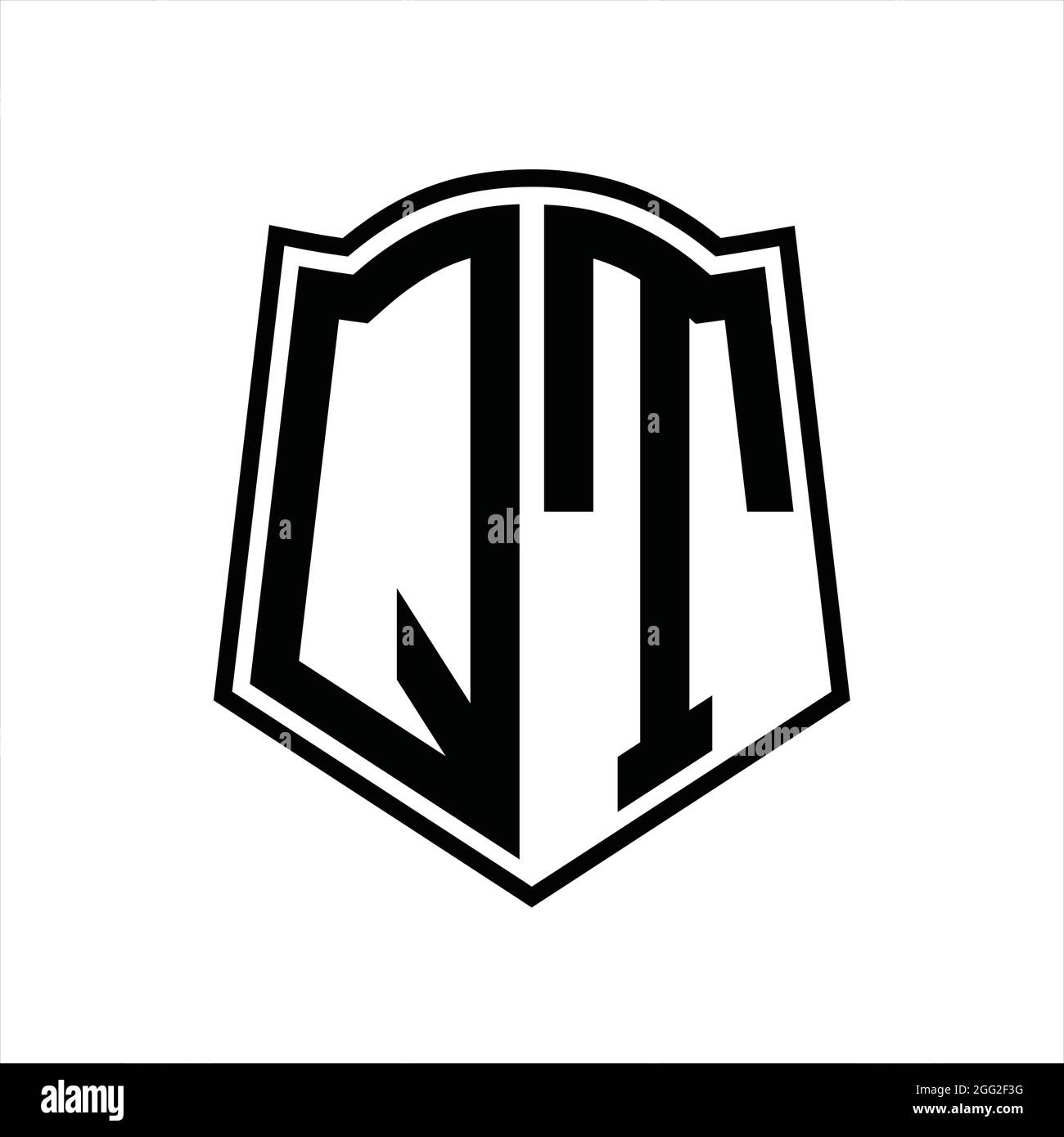QT Logo monogram with shield shape outline design template isolated in ...